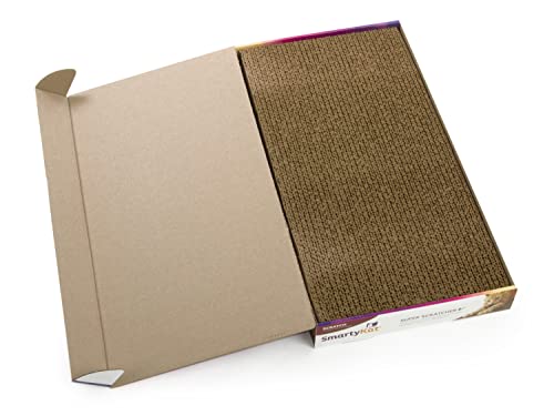 SmartyKat (2 Count) Super Scratcher+ Corrugated Cat Scratcher, Catnip Infusion Technology - Brown, Double Wide (Old Pkg), 2 Count