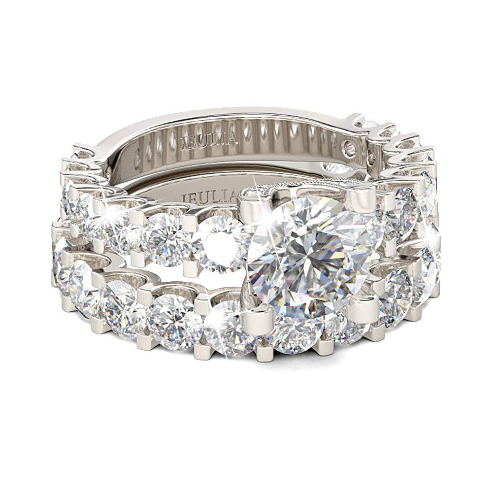 Jeulia 3.5 Carat Round Cut Sterling Silver Wedding Ring White Diamond Cubic Zirconia Bridal Engagement Rings Solitaire Bridal Set Anniversary Valentineās Gift with Beautiful Jewelry Box (8)