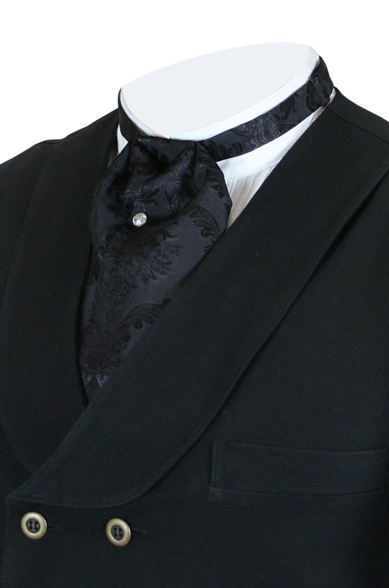 Historical Emporium Men's Satin Jacquard Puff Tie Black