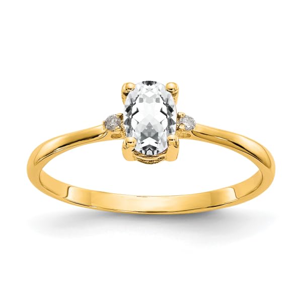 IceCarats 10K Yellow Gold Diamond White Topaz Ring Gemstone Band April Birthstone Jewelry Size 6