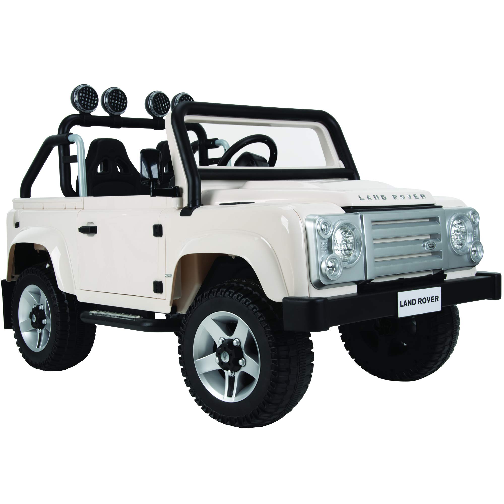 Huffy Kid Electric Ride On 12V Land Rover SUV White, Two Seater, Crisp White (17489P)