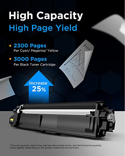 Timink TN227 Compatible Toner Cartridge Replacement for Brother TN-227 | High Yield Compatible with HL-L3270CDW HL-L3290CDW MFC-L3710CDW MFC-L3770CDW Printer (4 Pack, TN227BK TN227C TN227M TN227Y)
