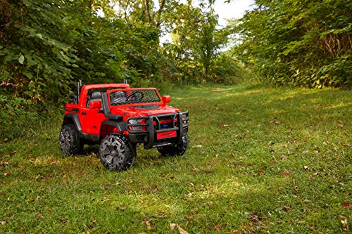 Huffy Kids Electric 24V Two Seater Ride On Crawler Truck, Red