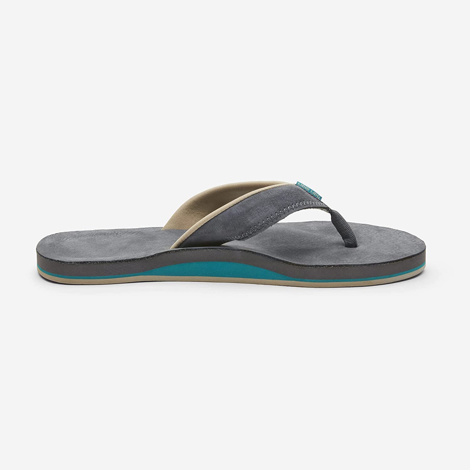 Hari Mari Pier Flip Flops for Men - Premium Rubber Sole, Leather Strap with Memory Foam - Water-Resistant Comfortable Beach Sandals- Slate, Size 8