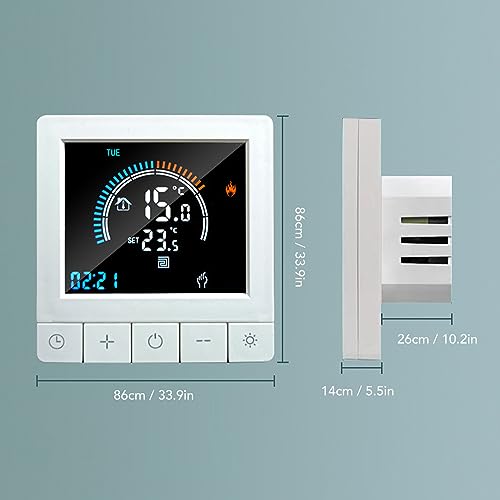 Home Floor Heating Thermostat LCD Display Touchscreen Timing Programmable Floor Heating Thermostat AC 90‑240V (Without WiFi)