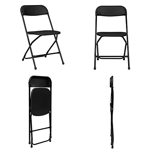 Husyop 5 Pack Plastic Folding Chair,Portable Stackable Seat with Frame 260lb, Commercial Chair for Wedding Party Picnic Event,Black