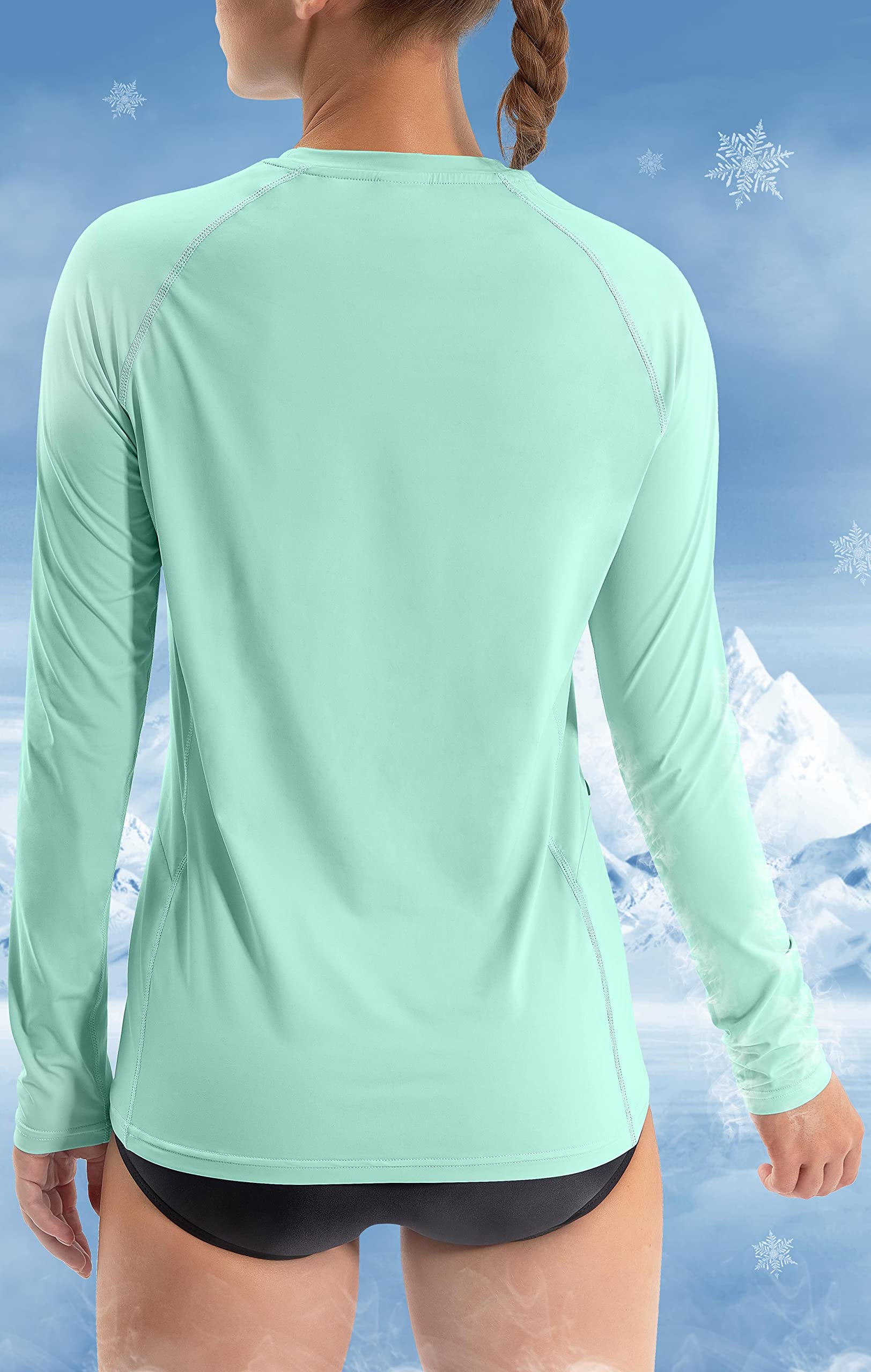 IUGA Rash Guard for Women with Pockets Blue Light