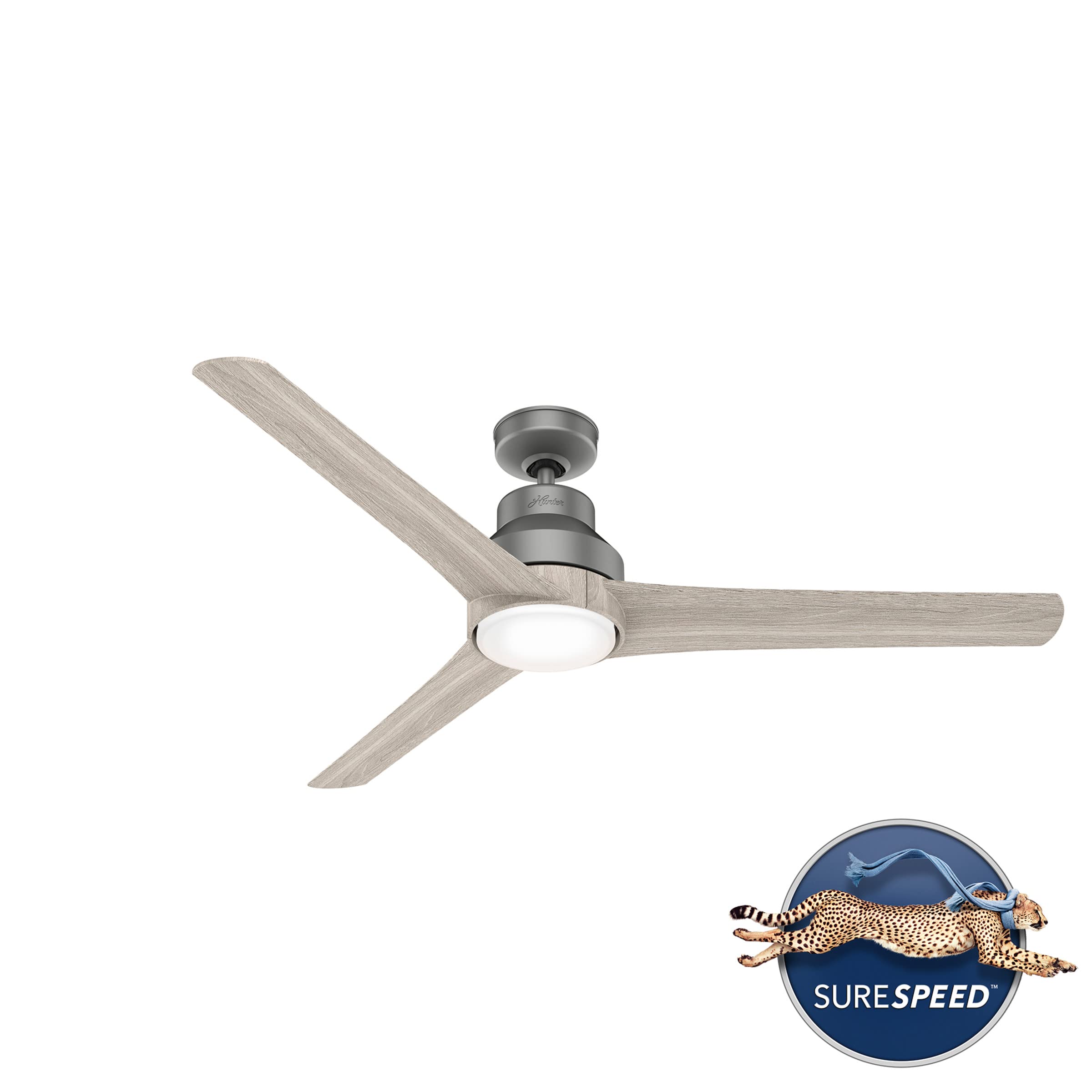 Hunter Lakemont Indoor / Outdoor Ceiling Fan with LED Light and Remote Control, 60", Silver