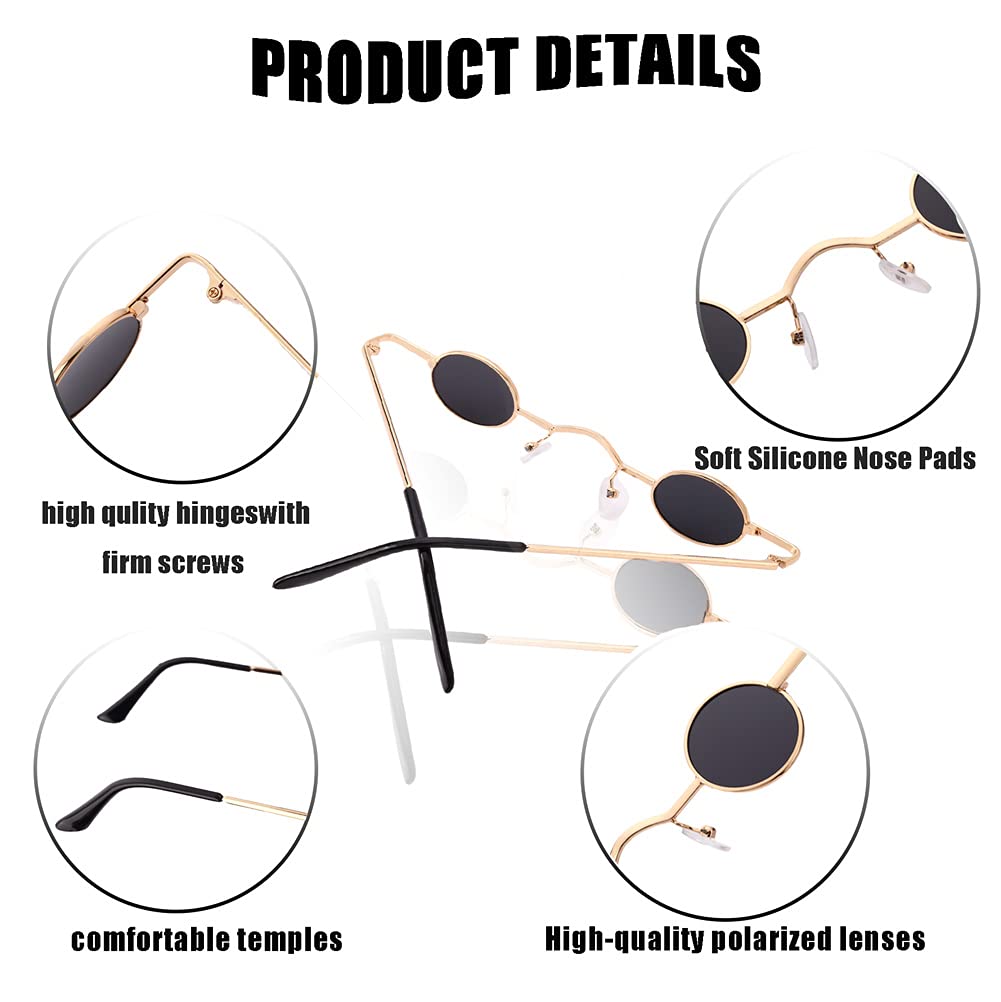 JUFORHQC Retro Glasses Out-of-The-Ordinary Sunglasses with Extremely Small Lenses Unisex