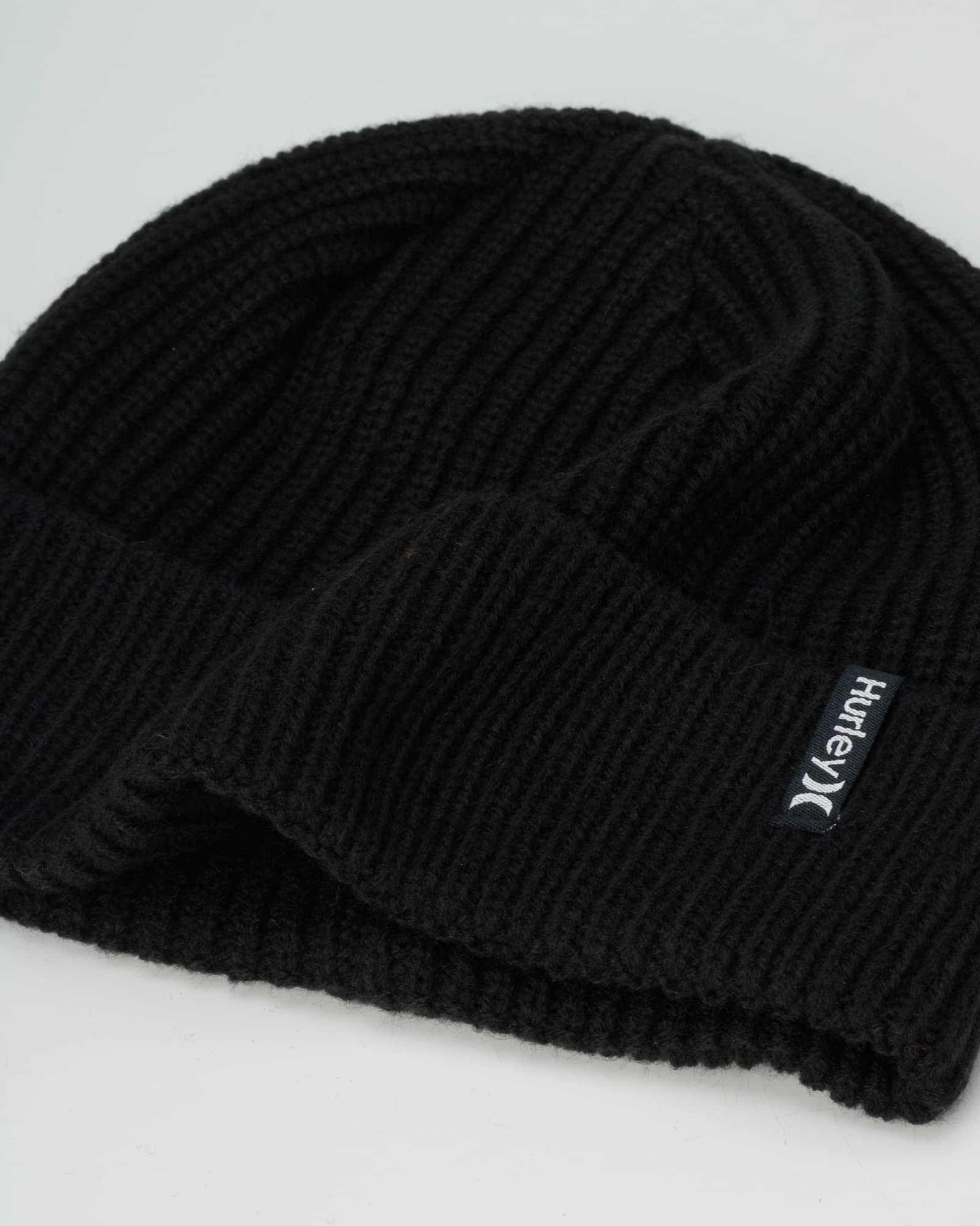 Hurley Men's Cuffed Beanie - Loose Knit Winter Hat, Size One Size, Black
