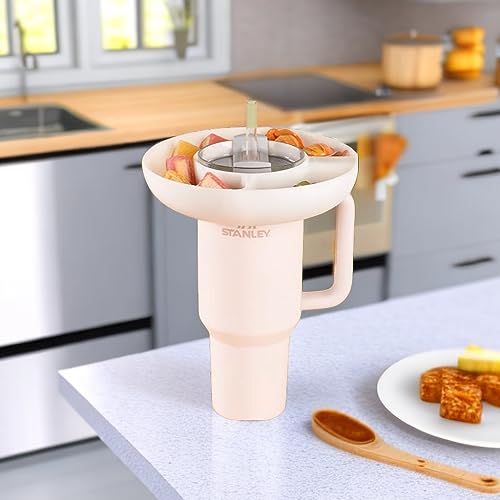 Snack Ring for Stanley Cup 40 oz with Handle, Snack Container for Stanley Tumbler 40 oz, 3 Compartment Reusable Snack Platters for Stanley Quencher Adventure