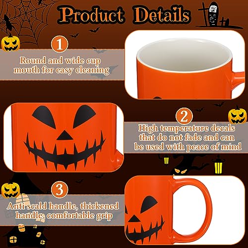 Zhehao 4 Pieces Halloween Mugs 15oz Mug Set Halloween Coffee Mugs with Handle Halloween Ceramic Matching Mugs for Home School Office Table Centerpieces Housewarming Holiday Party Gift (Scary Style)