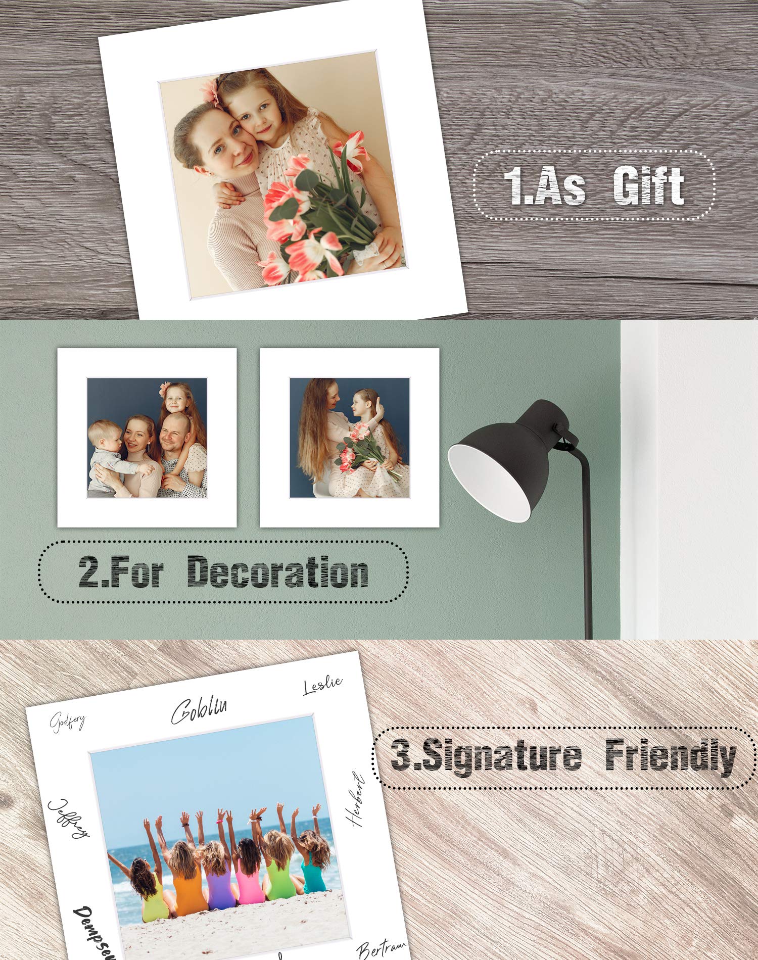 Golden State Art, Pack of 10, 12x12 White Picture Mats Mattes with White Core Bevel Cut for 8x8 Photo