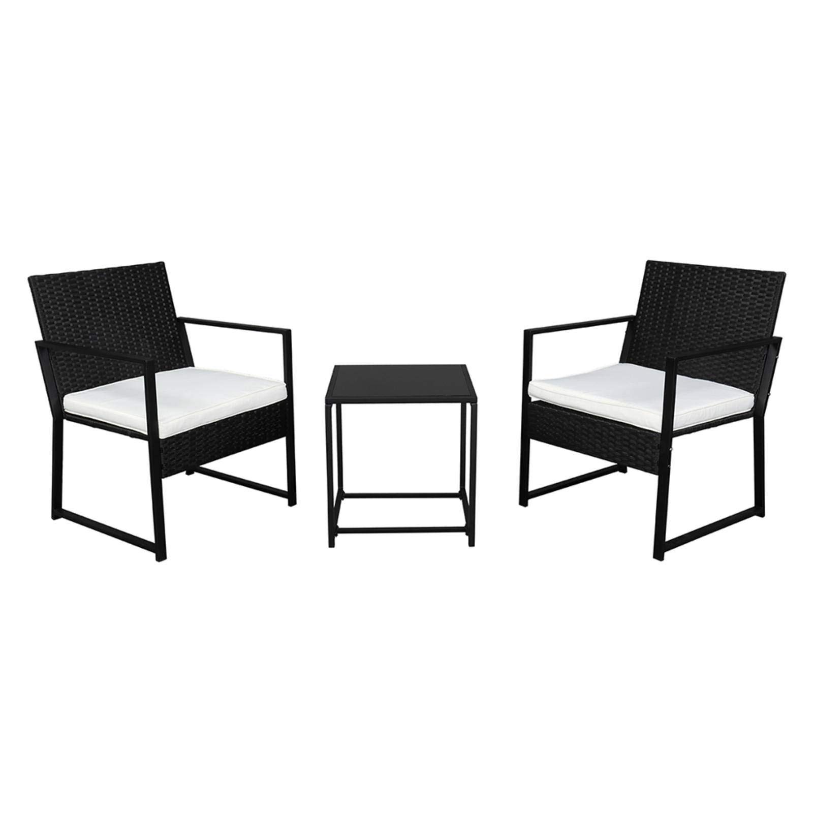 HEYBEC Elegant Outdoor Patio Set Black Coffee Table & Exposed Chairs
