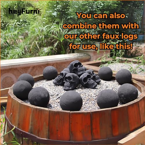 Heyfurni 10pcs Ceramic Fire Balls, 3 in Black Firepit Balls for Indoor/Outdoor Gas, Propane Fireplace, Fire Bowl, Fire Pit Accessories