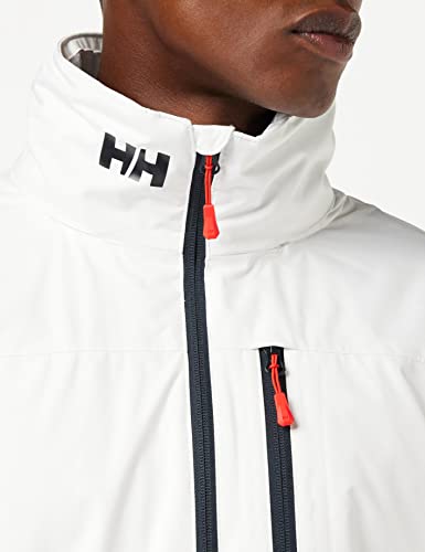 Helly Hansen Men's Crew Hooded Midlayer Fleece Lined Waterproof Raincoat Jacket, 001 White, XX-Large