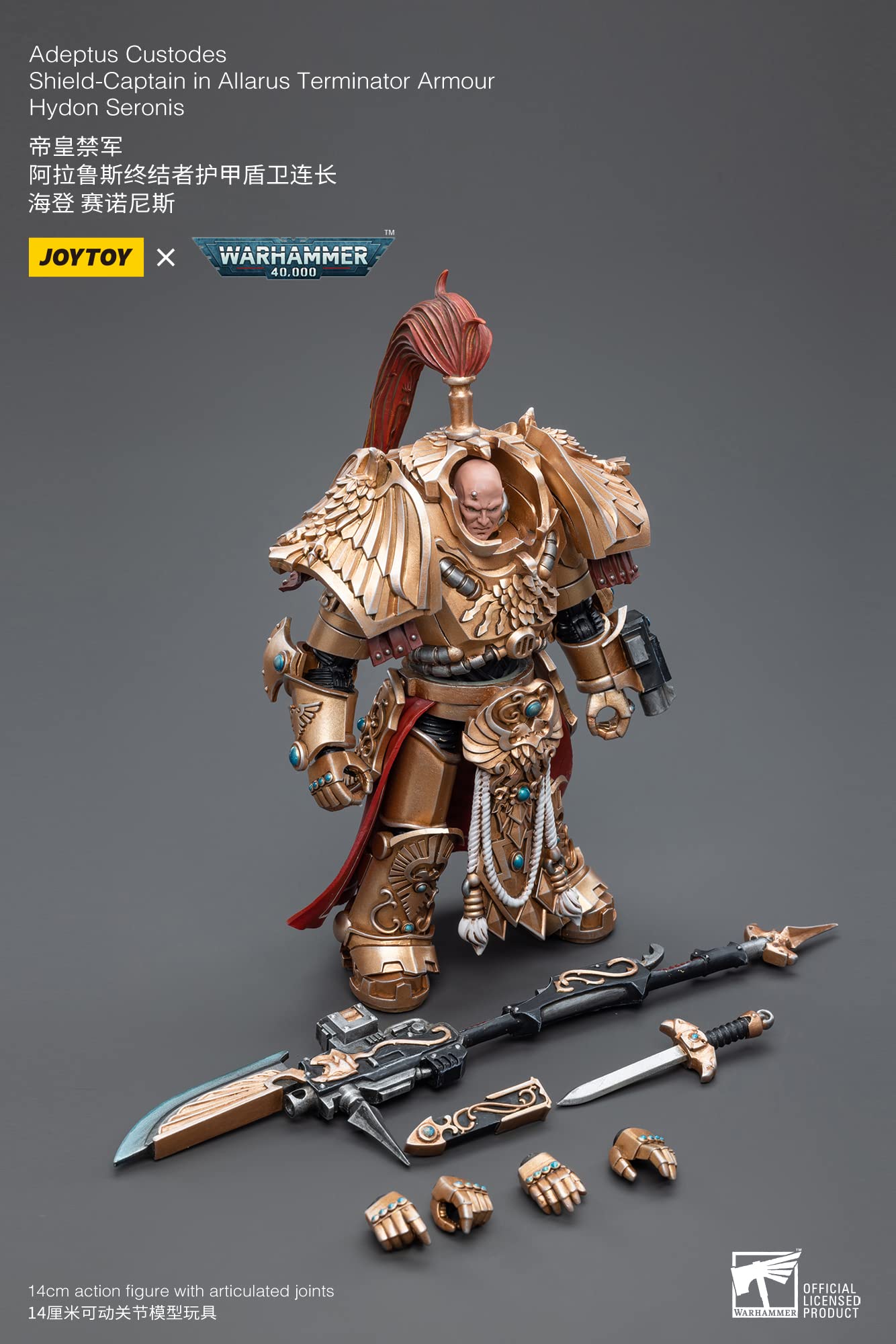 HiPlay JoyToy Warhammer 40K Adeptus Custodes Shield-Captain in Allarus Terminator Armour Hydon Seronis 1:18 Scale Collectible Action Figure