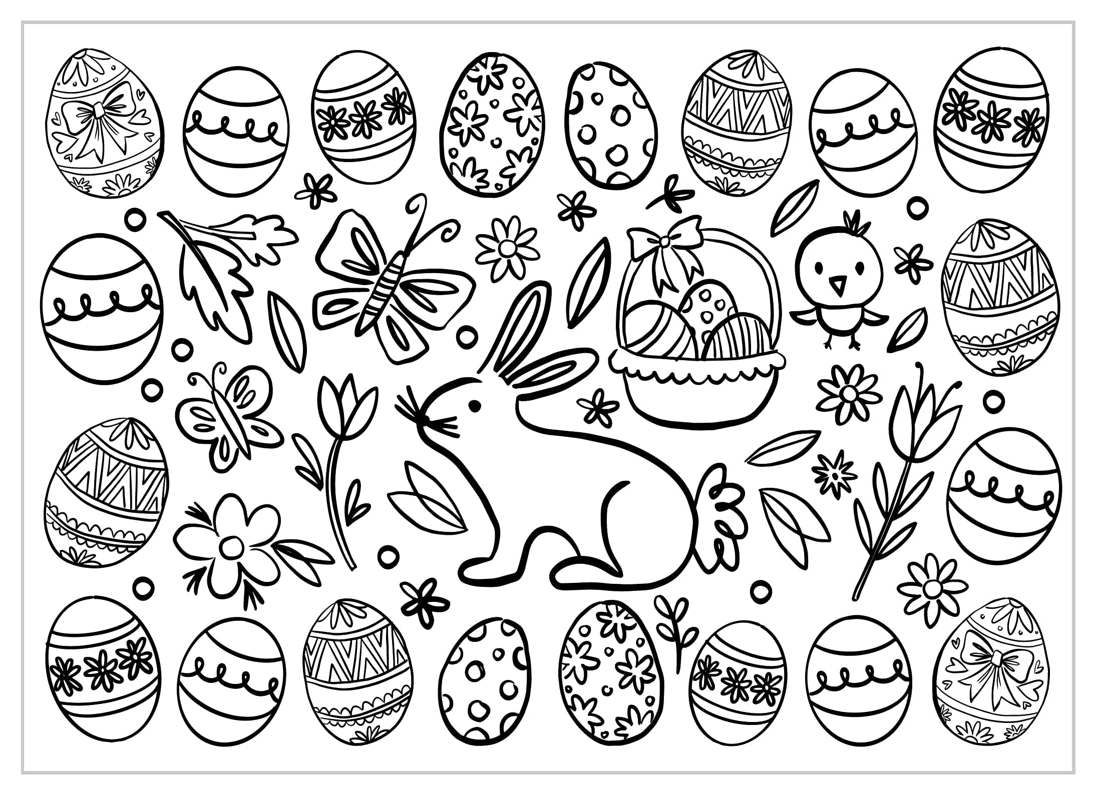 Iconikal Color-Your-Own 2-Sided Reversible Disposable Paper Place Mats, 14 x 10-inches, Easter, 22-Count
