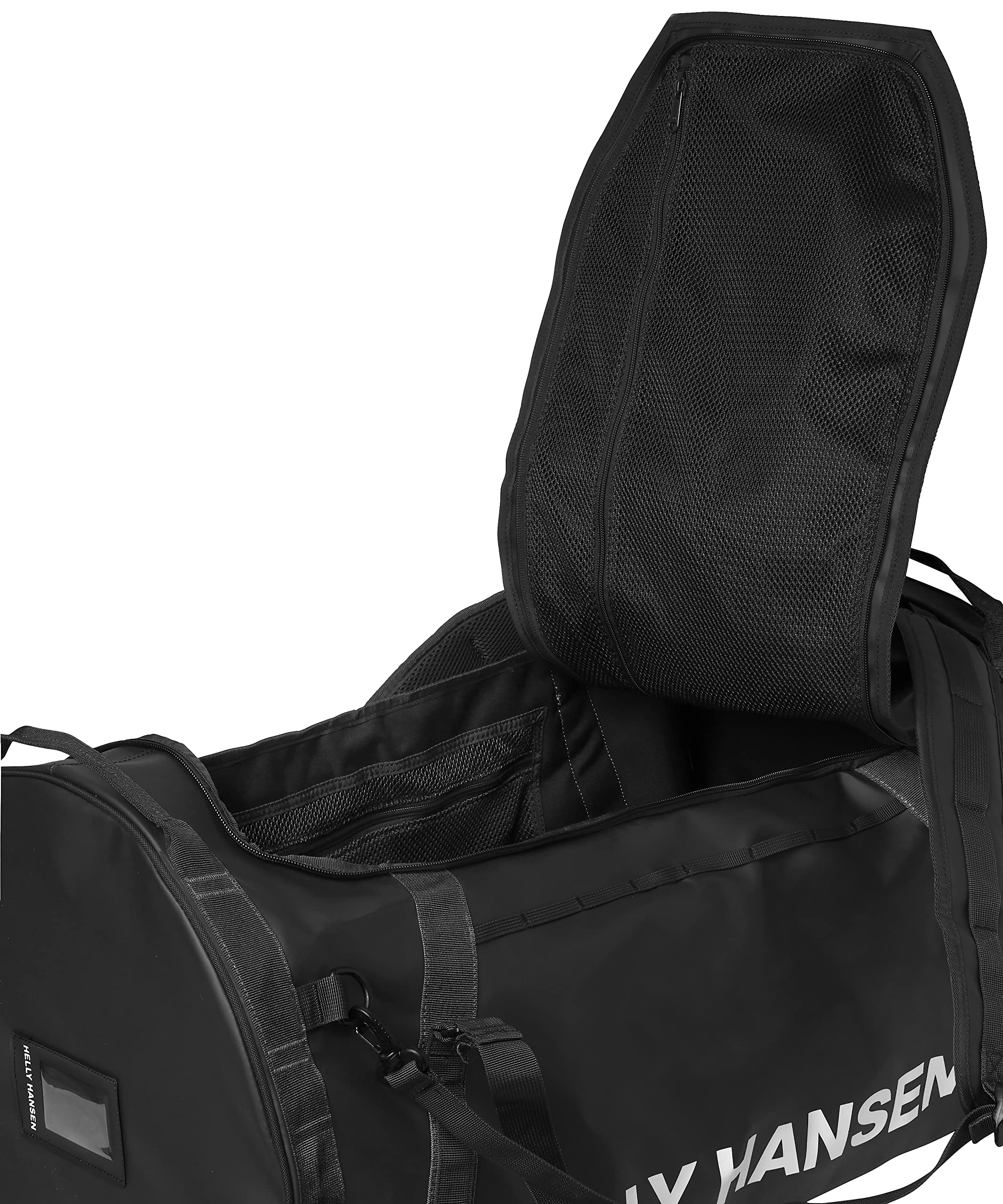 Helly-Hansen unisex-adult Unisex HH Duffel Bag 2 Packable Bag with Optional Backpack Straps, 990 Black, 90L (Large)