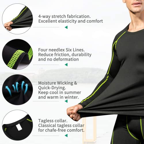 Men's Compression Shirts Long Sleeve Shirts Athletic Running Cool Dry Top Gym Workout Sport Base Layer
