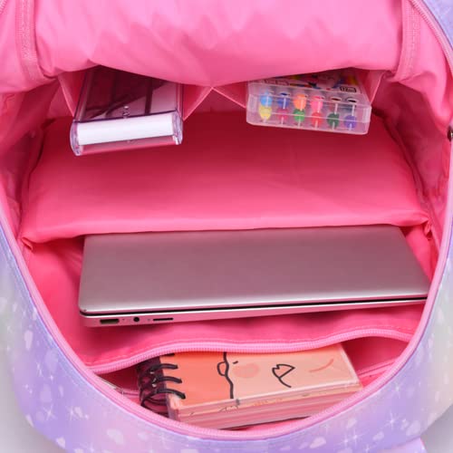 Wraifa Girls Backpack Elementary School Backpacks for Girls Cute Princess Preschool Middle School Bag Kids Bookbag (Z-Heart Pink With Lunch Box)