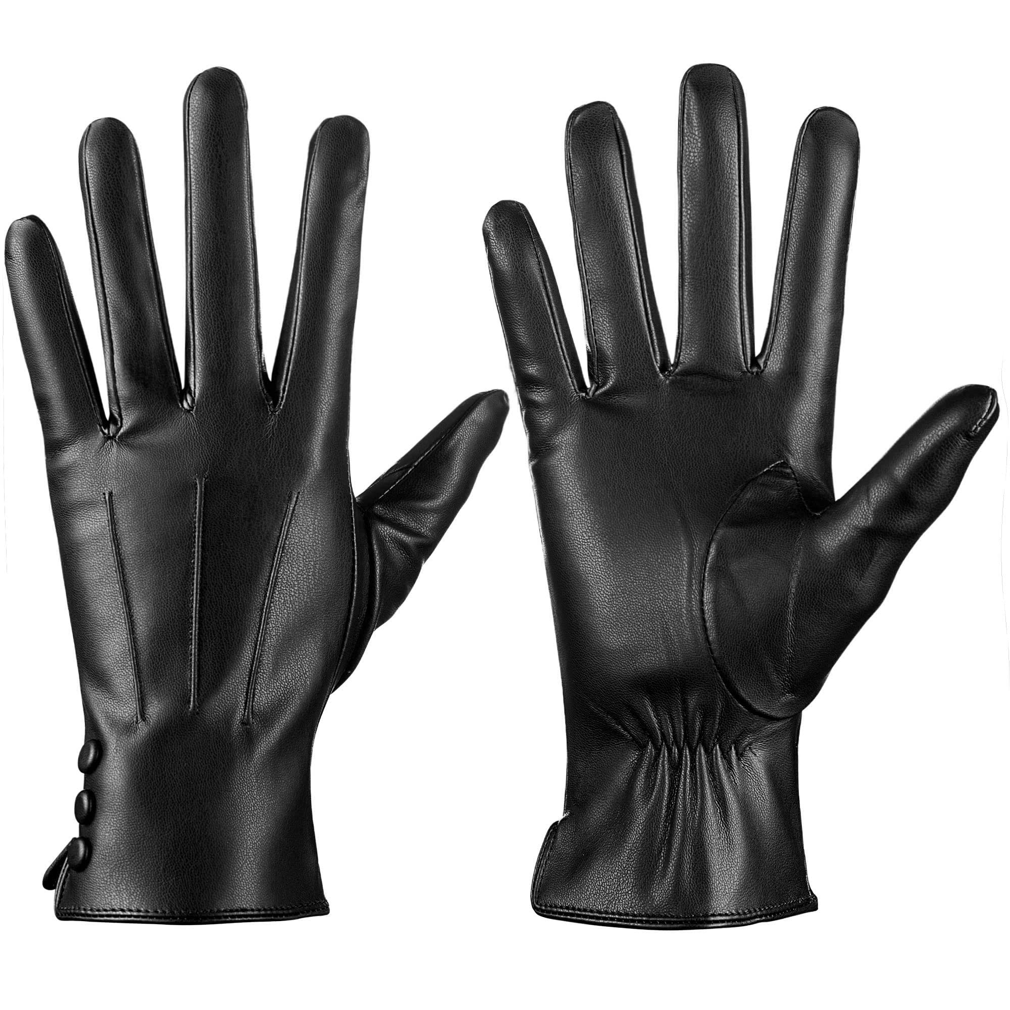 ISHISBEB Leather Gloves for Women Winter Warm Gloves Touch Screen Warm Wool Lined Texting Driving Gloves