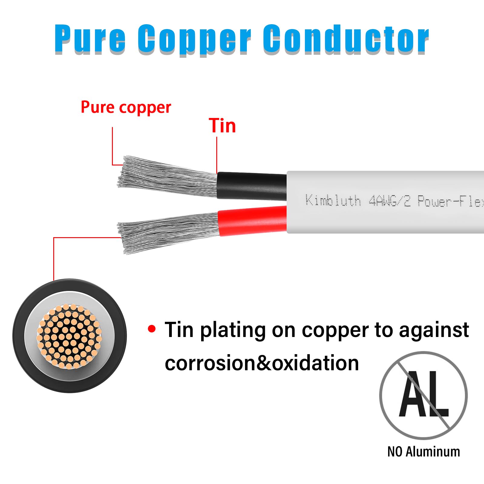 Kimbluth 16 Gauge Duplex Marine Wire Tinned Copper Boat Cable, 50ft 16 AWG Standard USA OFC Oxygen Free Copper Wire for Automotive Boat Speakers Solar Outdoors