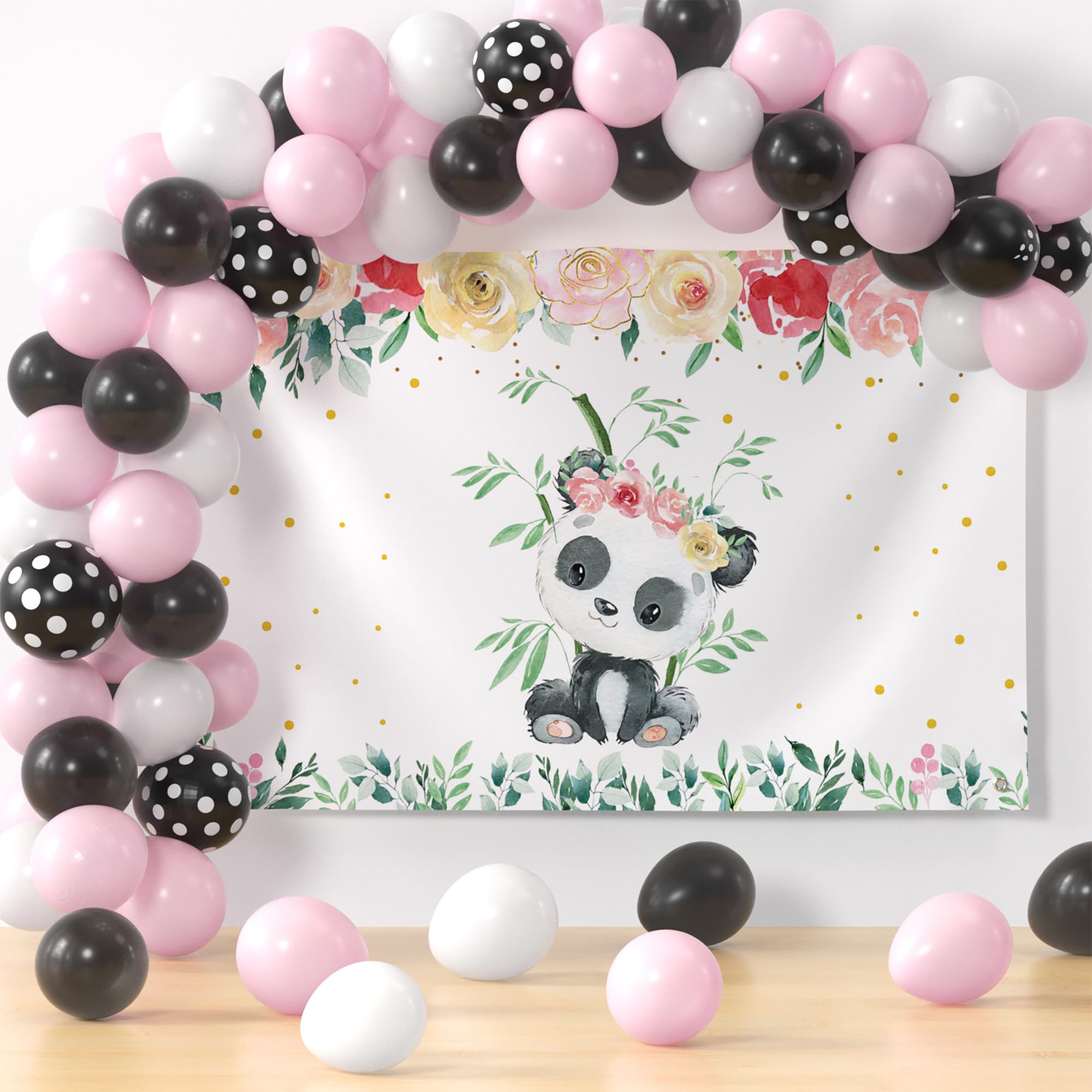 HIPVVILD Panda Party Supplies Kit, Panda Birthday Party Decorations include Balloon Garland Arch, Panda Backdrop, For Panda Theme 1st 2nd 3rd 4th Birthday Baby Shower Party Decorations