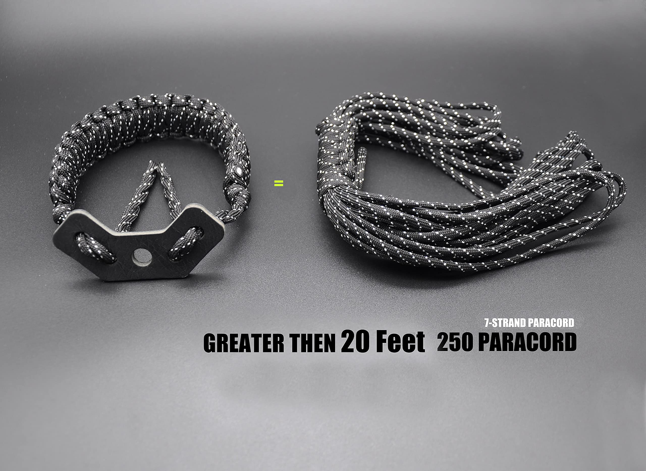 HZUTUZH 250 Paracord Bow Archery Wrist Sling - Multi Functional Survival Wrist Sling for Hunting & Shooting - No Stabilizer Needed - Successive Length Greater Then 20 Feet (Carbon Black)