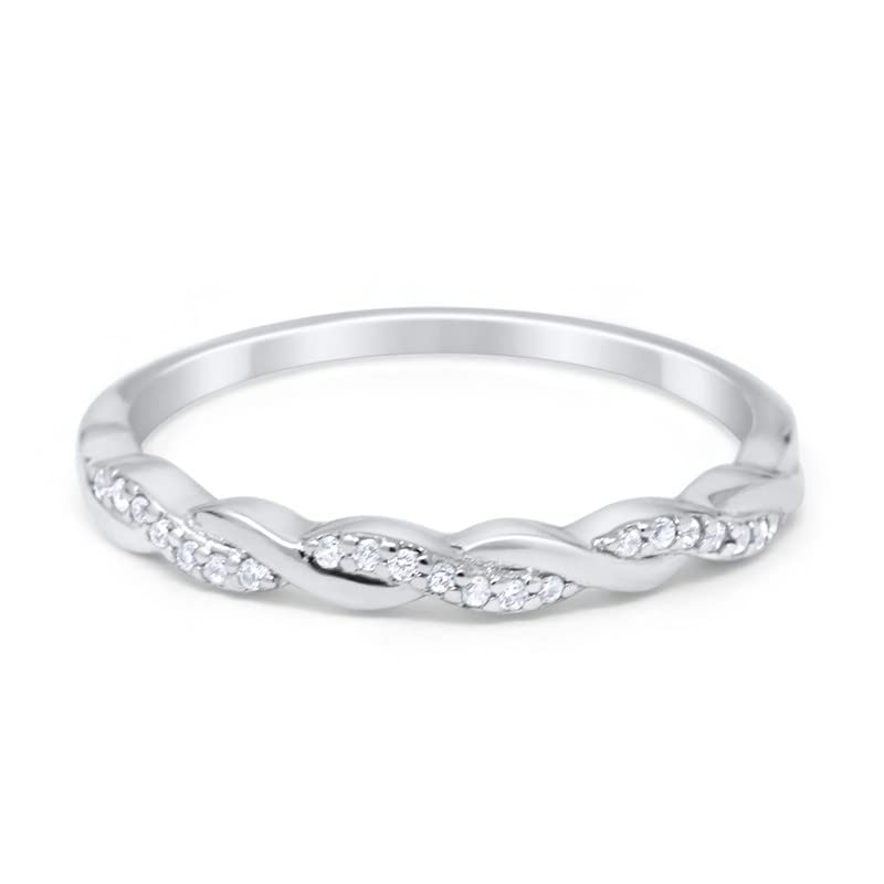 Kaius Jewels 1.50 Mm White Topaz Gemstone 925 Sterling Silver Half Eternity Band Silver Ring Gift For Her Jewelry Size Us-8