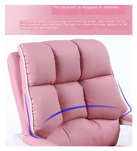 Home Office Desk Chairs, Ergonomic Office Chair, Comfortable Swivel-Lifting Leather Office Chair with Footrest and 150° Adjustable Backrest (Color : White, Size : Without Pedals)