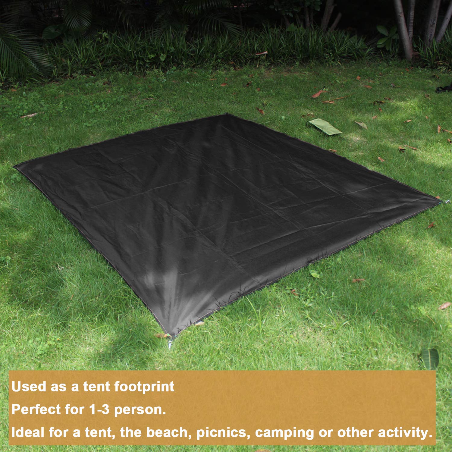 KRATARC Outdoor Beach Mat Blanket Picnic mat Water-Resistant Tarp (Black, 82" x 118")