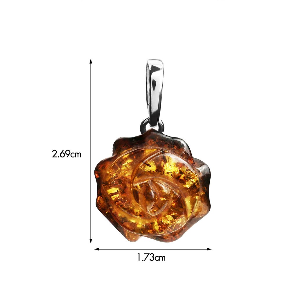 Ian and Valeri Co. Amber Sterling Silver Rose Pendant