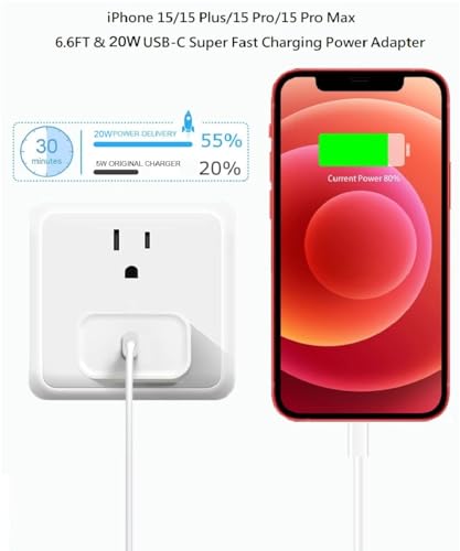 iPhone 15 Charger Fast Charging USB C Block 20W with Type C Cable 6.6ft for iPhone 15/15 Plus/15 Pro/15 Pro Max, iPad Charger for iPad Pro 2023/2022/2021/2020, iPad Air 5th/4th, iPad 10/Mini 6