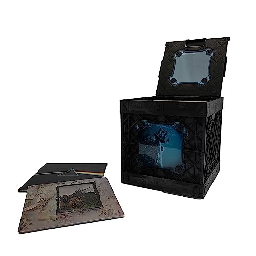 UbeCube CrateVinyl - Vinyl Record Storage Crate Modular Storage Cube for LP Albums with Divider and 2 Clear Panels (Black crate - Blue tint panels)
