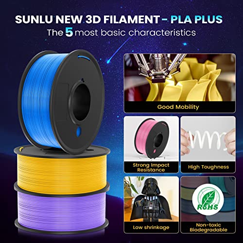 SUNLU 3D Printer Filament Bundle, SUNLU PLAMETA & PLA+ Filament 1.75mm, 100% Neatly Wound PLAMETA 2KG+PLA Plus 2KG, 0.25kg Spool, 16 Packs
