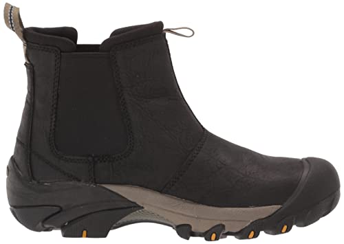 KEEN Women's Targhee 2 Pull On Mid Height Leather Chelsea Boot, Black/Brindle, 9
