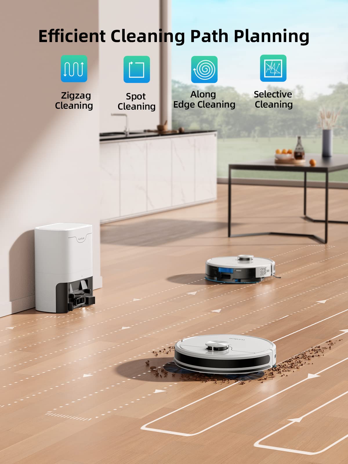 HONITURE Robot Vacuum and Mop Combo, Self Emptying Robotic Vacuum with Lidar Navigation, Smart App Mapping, 3500Pa Suction, Ideal for Pet Hair Carpet Hard Floor,Q6 SE