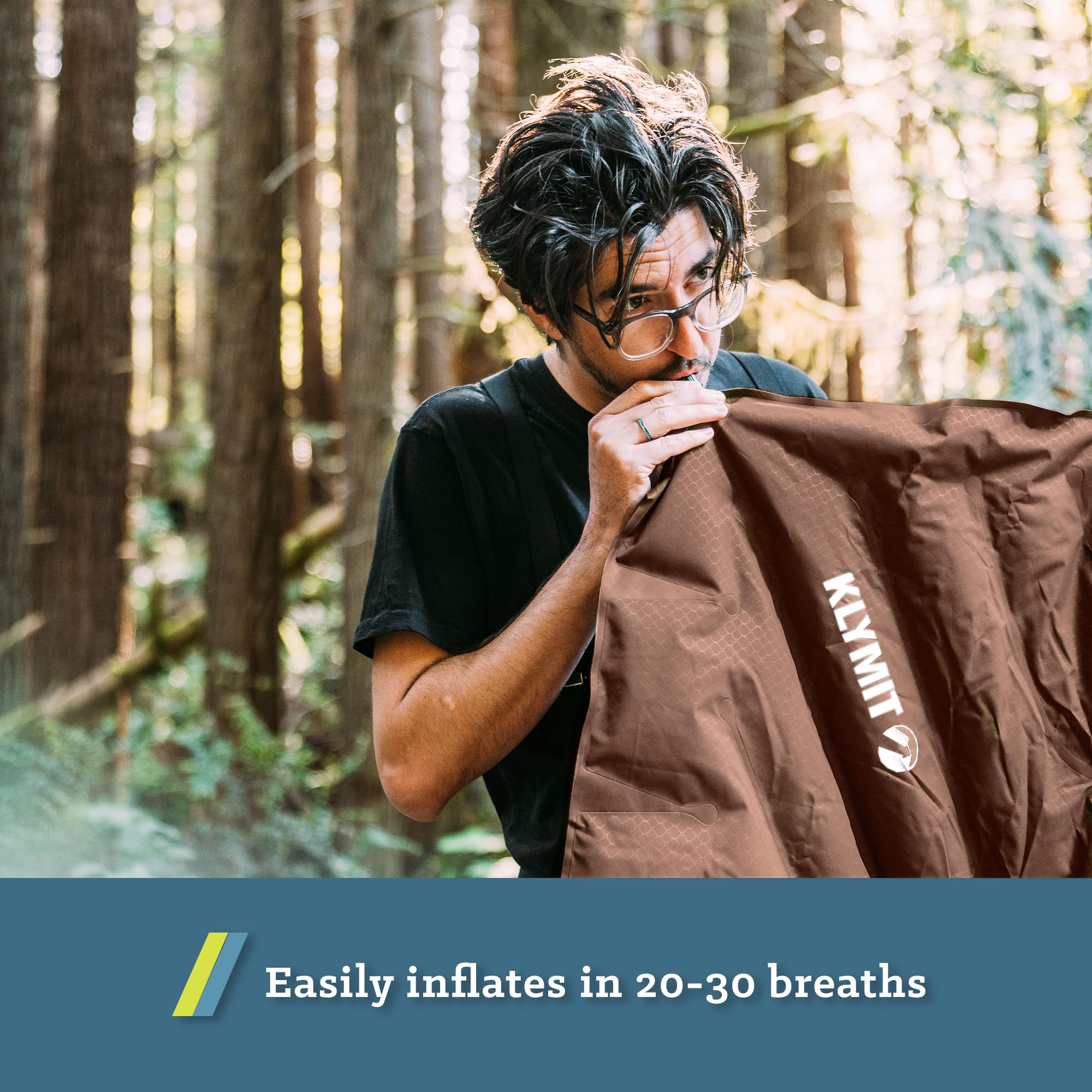 Klymit Static V Luxe Sleeping Pad, Lightweight Lofted Camping Air Mattress for Tents and Cars with Body Mapping Tech, 3 In Thick, Rootbeer