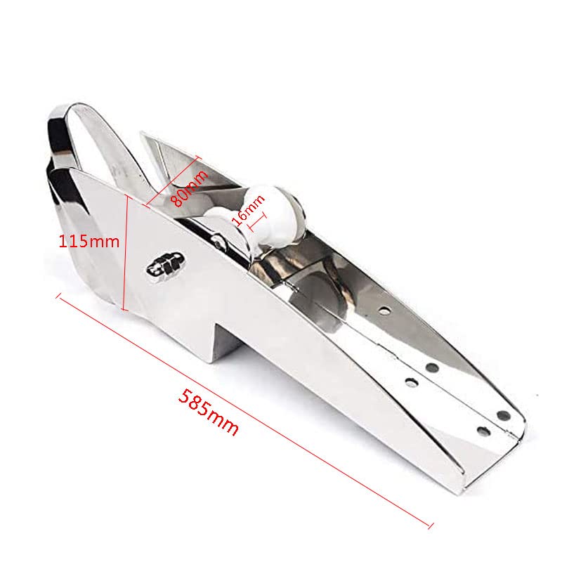 ISURE MARINE AISI 316 Stainless Steel Hinged Self-Launching Bow Anchor Roller with pivoting Dual-Roller 23'' for Marine Yacht Docking Accessories