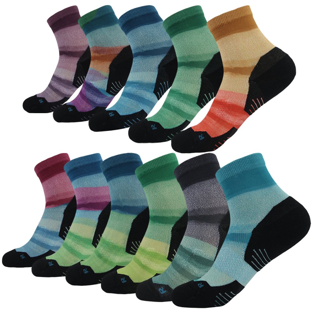 HUSO Novelty Crazy Socks Gift, Mens Womens Patterned Seamless Crew Wick Dry Running Socks 6 Pairs (Multicolor,L/XL)
