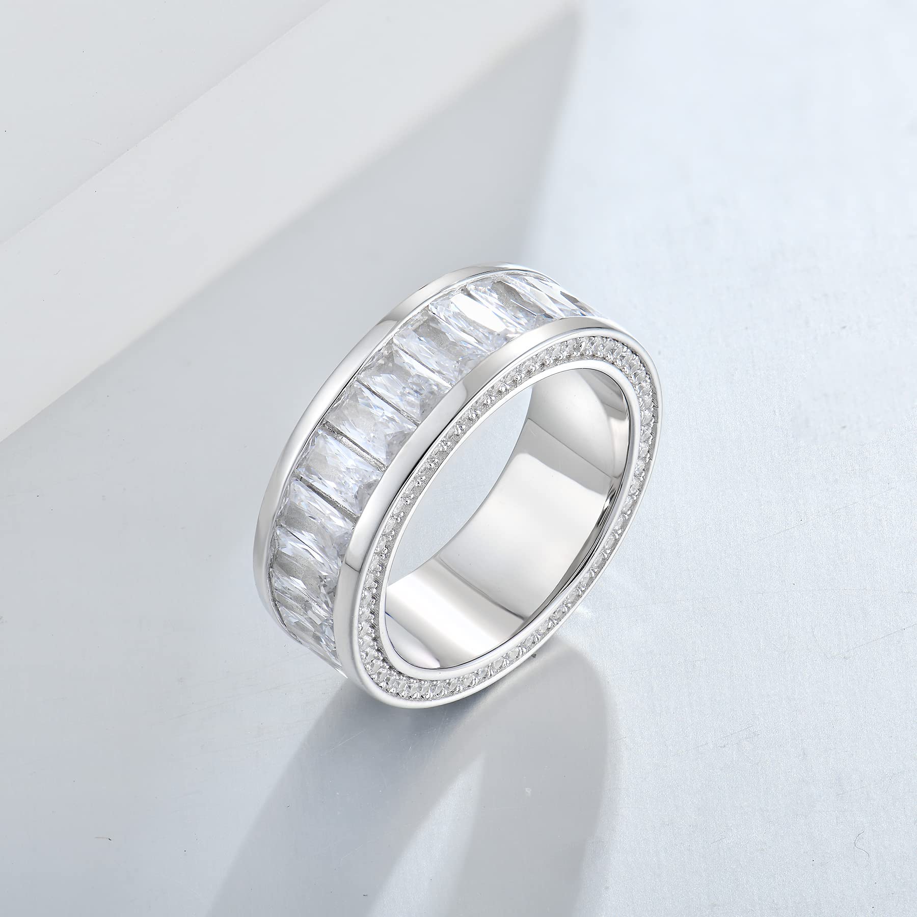 Jaslee 925 Sterling Silver Halo Rings Eternity Bands for Men Women Wedding-size10