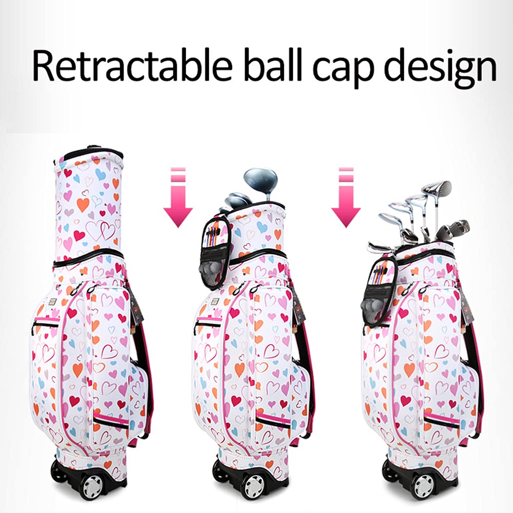 JUNZ Women Golf Bag,5-Way Divider LargeCapacity Golf Cart Bag,Portable Golf Travel Bag with Rollers,Rain Cover Included