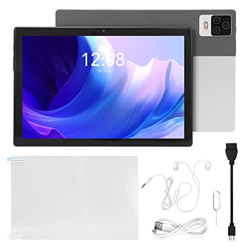 Rengu Tablet PC, Dual SIM Dual Standby 4G LTE Tablet PC 10.1 Inch 10GB 256GB for Gaming Connections (Silver)