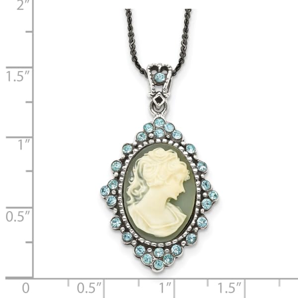 IceCarats 925 Sterling Silver Vintage Rhinestone Crystals Cameo Necklace 16 inch Chain