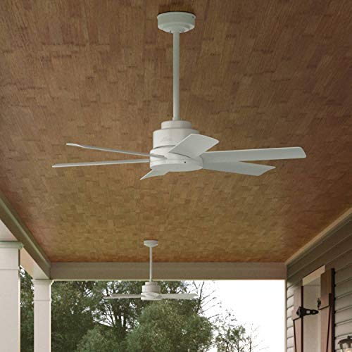 Hunter Fan Company Kennicott 44-inch Indoor/Outdoor Fresh White Casual Ceiling Fan Without Light Kit, Includes Wall Control, Reversible WhisperWind Motor, and SureSpeed Technology