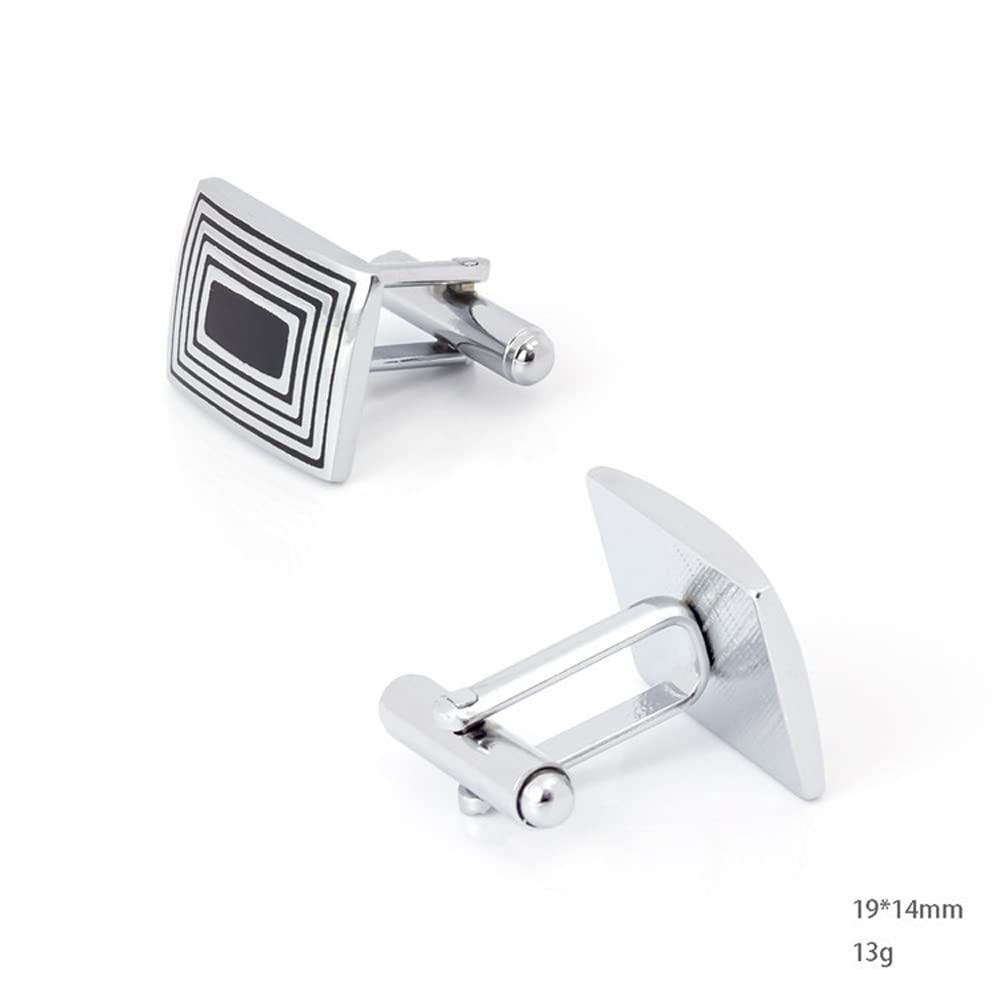 Men's tie Clip Cufflinks Rectangular Black Enamel Metal Cufflinks Men's Casual Cuff Studs French Shirt Cufflinks