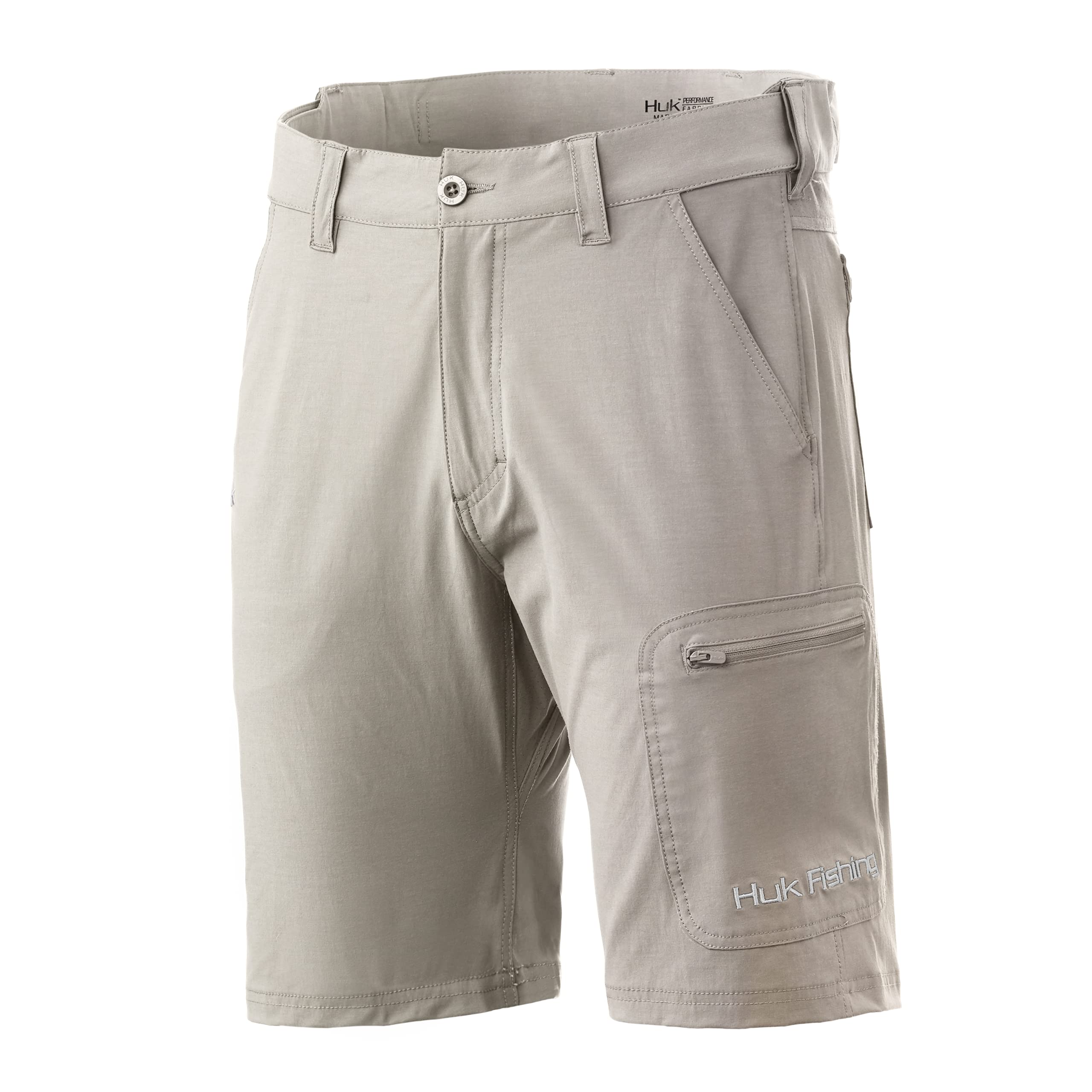 Huk Men's Standard Next Level Quick-Drying Performance Fishing Shorts, Bone-10.5", Large