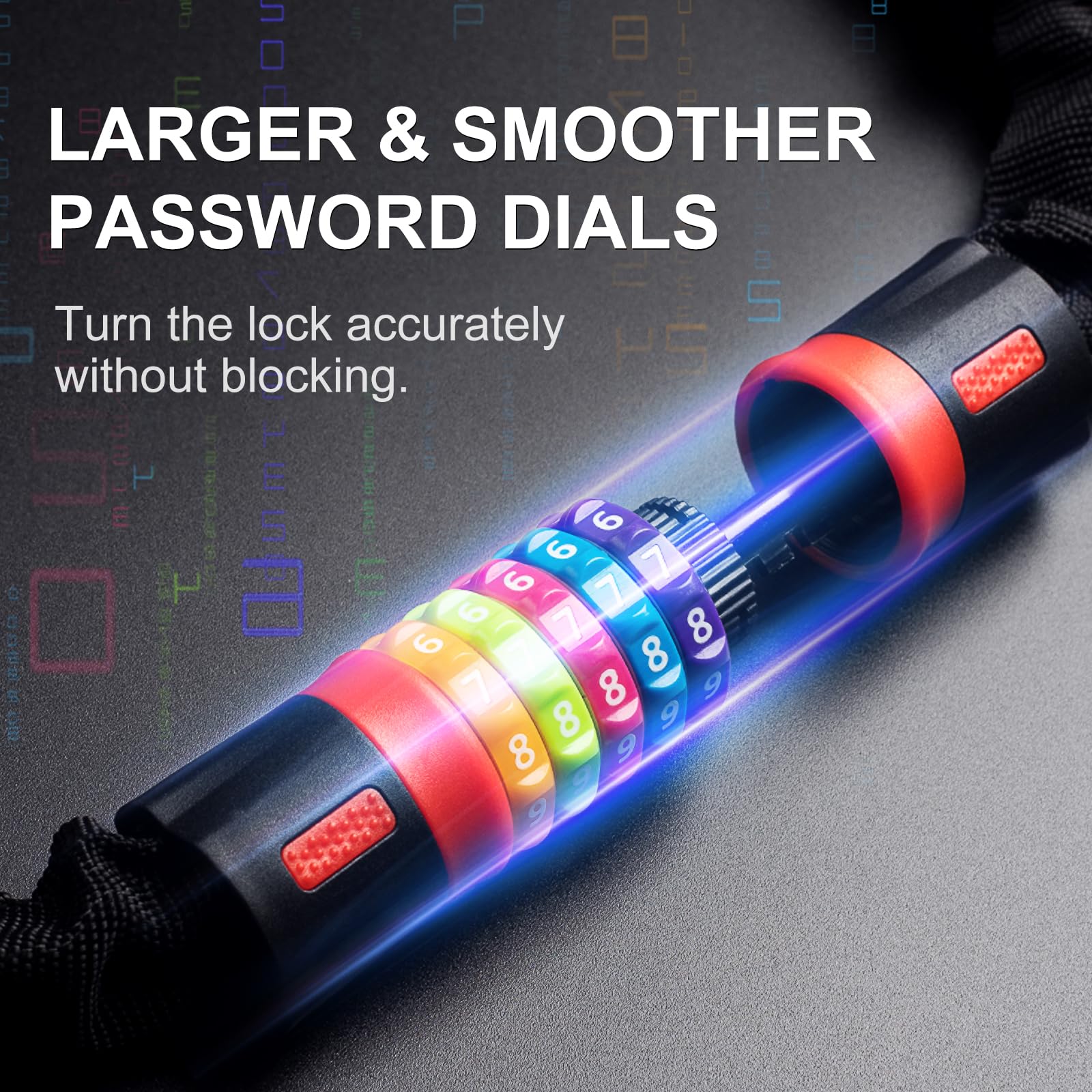 Hydsto Rainbow Bike Lock Combination - 5-Digit Resettable Scooter Lock - 3.2 FT Heavy-Duty Anti-Theft Lock for Bicycle, Motorcycle, Electric Scooter, Gate, Fence