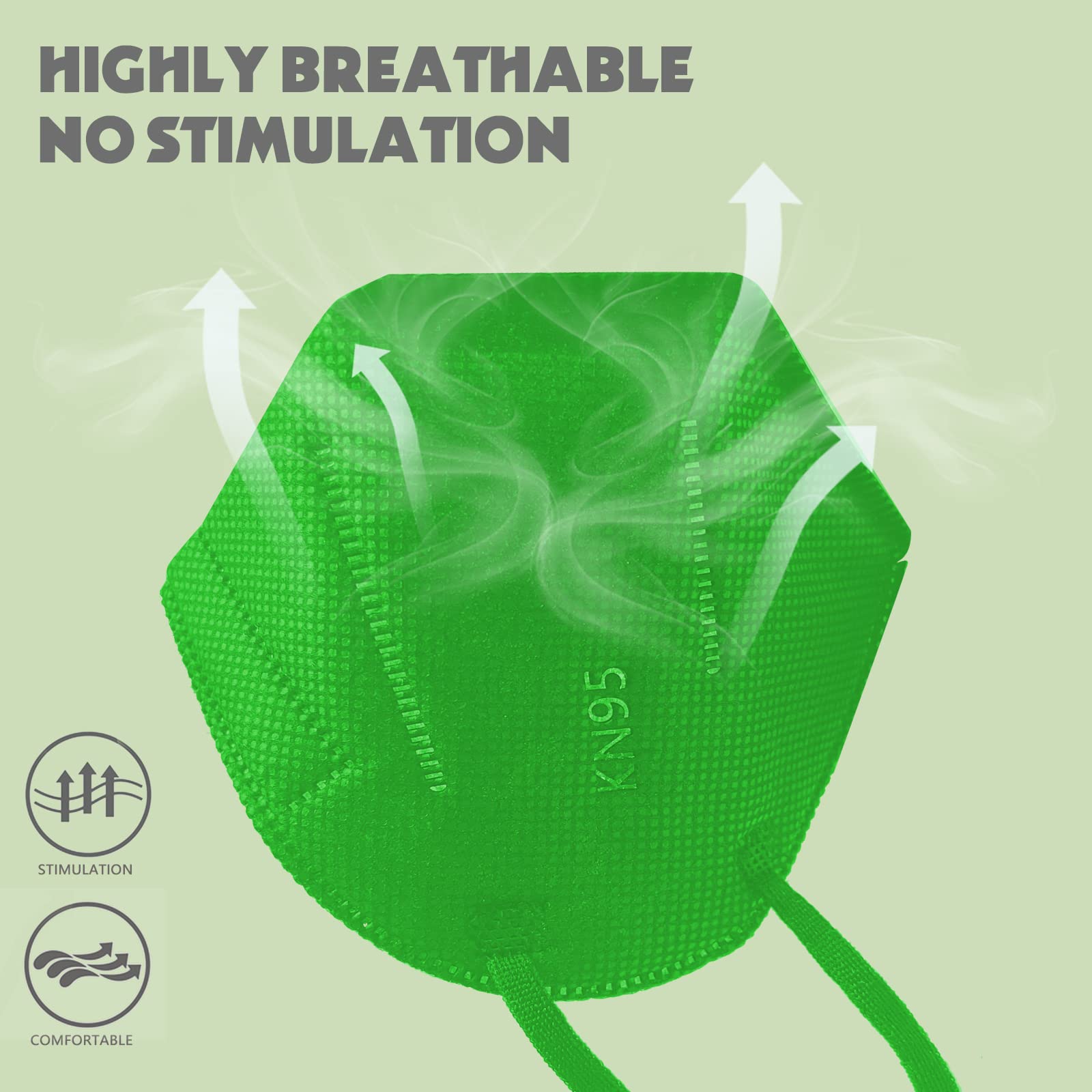KN95 Face Mask For Adult ,60Pc Disposable 5-Ply Breathable and Comfortable Safety Mask with Elastic Ear loop&Nose Bridge Clip